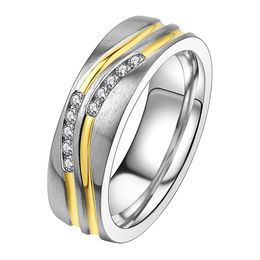 DOOSTI Damen Trauring "Schmuck Geschenk Edelstahl Trauring Ehering Partnerring LIEBE", 54,mit Zirkonia, Edelstahl, 6mm, gold, Edelstahl, Fingerringe,
