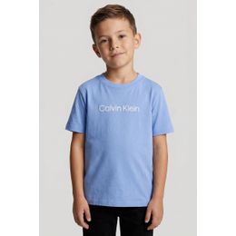 M&auml;dchen T-Shirt "LOGO T-SHIRT", blau, Gr. 12, Calvin Klein Jeans, unifarben, Single Jersey, Obermaterial: 100% Baumwolle, Shirts, Regular fit, mit