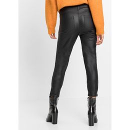 bonprix Damen Stretch-Hoseschwarz, Gr. 44, Web, Obermaterial: 73% Viskose, 23% Polyamid, 4% Elasthan. Beschichtung: 100% Polyurethan, Hosen, mit