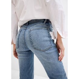 bonprix Damen Umstandsjeansblau denim, Basic, Gr. 46, Abriebeffekte, unifarben, Denim/Jeans, Obermaterial: 82% Baumwolle, 17% Polyester, 1% Elasthan,