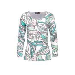 Longsleeve CLOUD 5IVE "CLOUD 5IVE Langarm Top mit Bl&auml;tter Print", Damen, Gr. XS, gr&uuml;n, 92% Polyester, 8% Elasthan, bedruckt, normal, Rundhals, Shirts