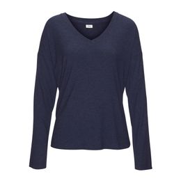 s.Oliver Damen Pyjamaoberteil, Gr. 44, blau, Rippware, Obermaterial: 92% Viskose, 8% Elasthan, meliert, Shirts, aus weicher Rippqualit&auml;t