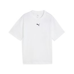 Puma M&auml;dchen T-Shirt "ESS BOXY TEE G", wei&szlig;, Gr. 128, bedruckt, Jersey, Obermaterial: 100% Baumwolle, Shirts, kastenf&ouml;rmiger Schnitt, Kurzarm,