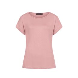 T-Shirt CLOUD 5IVE "CLOUD 5IVE Viskose T-Shirt mit &Auml;rmelumschlag und Rundhals", Damen, Gr. XL, rose, 95% Viskose, 5% Elasthan, unifarben, normal, Rundhals, Shirts T-Shirt