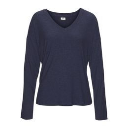 s.Oliver Damen Pyjamaoberteil, Gr. 40, blau, Rippware, Obermaterial: 92% Viskose, 8% Elasthan, meliert, Shirts, aus weicher Rippqualit&auml;t