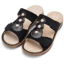Ara Damen Pantolette "HAWAII", Gr. 41schwarz, Ziegenveloursleder, unifarben, Basic, Schuhe, Keilabsatz, Schlupfschuh, Bequemschuh in Weite G (= weit)
