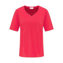 GOLDNER Damen Langarm-Poloshirt "Kurzgr&ouml;&szlig;e Halbarm Basic-Shirt aus Baumwolle", rot, Gr. 24, Obermaterial: 95% Baumwolle CO. 5% Elasthan EL., Shirts,