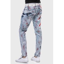 Cipo & Baxx CIPO & BAXX Herren 5-Pocket-Jeans "Jeans", blau, Gr. 33, gemustert, 93% Baumwolle, 5% Polyester, 2% Elasthan, Jeans, mit coolem Print