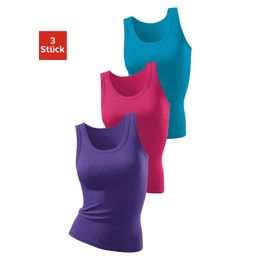 H.I.S. H.I.S Damen Tanktop, bunt, Basic, Gr. 44, unifarben, Feinripp, Obermaterial: 100% Baumwolle, Tops, aus luftiger Rippqualit&auml;t aus Baumwolle
