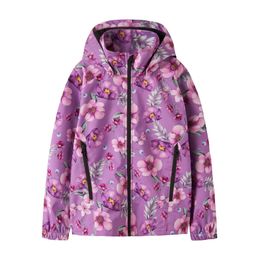 name it Funktionsjacke 'Alfa08' M&auml;dchen Gr&ouml;&szlig;e 146 pastellgr&uuml;n / orange / rosa / purpur