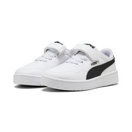 Puma M&auml;dchen Sneaker "COURT LALLY AC PS", Gr. 31, schwarz-wei&szlig;, Synthetik, Schuhe, mit Klettverschluss und elastischen Schn&uuml;rsenkeln