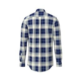 Fynch-Hatton Herren Langarmhemd, blau, Gr. M, kariert, Web, Obermaterial: 100% Baumwolle, Hemden, mit Logo Stickerei