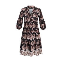 Shirtkleid CLOUD 5IVE "CLOUD 5IVE Paisley Kleid mit V-Neck und All Over Print", Damen, Gr. XL, US-Gr&ouml;&szlig;en, schwarz, 95% Polyester, 5% Elasthan, Paisley, relaxed fit, Kleider Shirtkleid