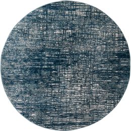 Teppich OTTO HOME, H:12mm &Oslash;:190cm, blau, Kunstfaser, Wohnzimmer, Teppiche, "Ariano, dezenter Glanz mit Hoch-Tief-Struktur", Vintage Design, Schrumpf