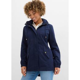 bonprix Baumwoll-&Uuml;bergangsparka mit bedruckter Kapuze, blau, Gr.40, L&auml;ssiger Parka mit seitlichen Taschen aus Baumwolle, aus 100% Baumwolle