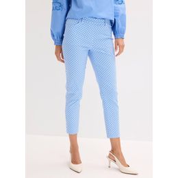 bonprix 7/8-Stretch-Hose aus Bengalin, blau, Gr.40, elegante 7/8 Stretch-Hose mit zeitlosem Druck, aus Bengalin