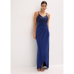 bonprix Abendkleid mit Spitze und Paillettenstickerei, blau
