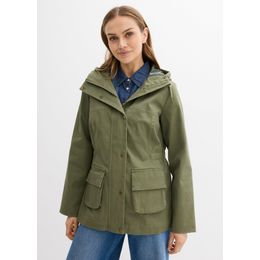 bonprix wasserabweisende Jacke mit Karo-Futter, gr&uuml;n, Gr.40, leichte Jacke mit kariertem Futter, 97% Baumwolle