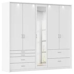 Dreht&uuml;renschrank Rauch "Kleiderschrank Schrank Garderobe W&auml;scheschrank WILDBERG", wei&szlig; (alpinwei&szlig;), B:230cm H:212cm T:58cm, Holzwerkstoff, Schr&auml;nke, Dreht&uuml;renschrank, mit 6 Schubladen, obere Schublade mit Holz-Einteilung MADE IN GERMANY