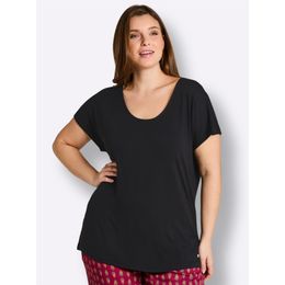 sheego Gro&szlig;e Gr&ouml;&szlig;en Shirt mit geh&auml;kelter Spitze hinten, schwarz, Gr&ouml;&szlig;e 56/58 - Damen