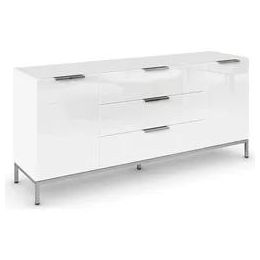 Kombikommode Rauch "Kommode T&uuml;rkommode Sideboard Kombikommode FLIPP mit Glasfront", wei&szlig; (alpinwei&szlig;, glas kristallwei&szlig;), B:160cm H:71cm T:42cm, Holzwerkstoff, Sideboards, Kombikommode, 2-t&uuml;rig, 3 Schubladen, Soft-Close-Funktion, Oberboden und Front Glas