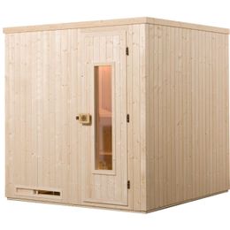 Sauna Weka "Elementsauna HALMSTAD 2", beige (natur), Saunaofen, integrierte Steuerung, 5,4 kW, Saunen, vorgefertigte Elemente, isolierte Holzt&uuml;r
