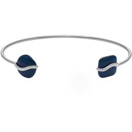 Armspange Skagen "Schmuck Geschenk Edelstahl SOFIE SEA GLASS", blau (edelstahlfarben, dunkelblau, dunkelblau), Armb&auml;nder, Damen, 16,5cm, Edelstahl, gl&auml;nzend, Armspange, mit Glasstein