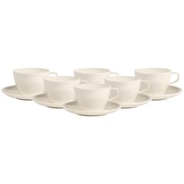 Villeroy & Boch Tasse VILLEROY & BOCH "Caf&eacute; au Lait-Tassen mit Untertassen Artesano Original 260 ml 6er Set wei&szlig;", wei&szlig;, Porzellan, Trinkgef&auml;&szlig;e, Tasse