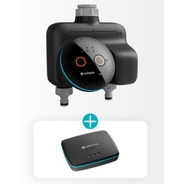 Bew&auml;sserungscomputer Gardena "smart Dual Water Control Set", schwarz, t&uuml;rkis, B:164mm H:250mm L:225mm, Kunststoff, Bew&auml;sserungscomputer