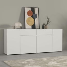 Sideboard OTTO HOME "Metric,Breite 195 cm, grifflose Kommode 4 T&uuml;ren/2 Schubk&auml;sten", wei&szlig;, B:195cm H:78,3cm T:40cm, FSC-zertifizierter Holzwerkstoff, Melamin, Metall, Sideboards, Sideboard, Schubladenschrank mit viel Stauraum, Einlegeb&ouml;den verstellbar, Topseller