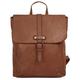 Cityrucksack Samantha Look, Damen, Gr. B/H/T: 25cm x 32cm x 7cm, onesize, braun (cognac), Leder, Rindsleder, Rucks&auml;cke Cityrucksack, Echt Leder, Made in Italy