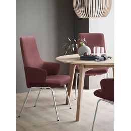 Polsterstuhl stressless "Laurel", rot (bordeaux batick, chrom gl&auml;nzend), B:58cm H:105cm T:60cm, Leder BATICK: BATICK ist ein leicht korrigiertes, durchgef&auml;rbtes und genarbtes M&ouml;belleder, bei dem die meisten Unebenheiten und Spuren in der Regel entfernt wurden., St&uuml;hle, Polsterstuhl, High Back mit Armlehne, Gr&ouml;&szlig;e L, mit Beinen aus Stahl in Chrom