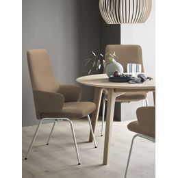 Polsterstuhl stressless "Laurel", braun (sand dinamica, chrom gl&auml;nzend), B:58cm H:105cm T:60cm, Microfaser DINAMICA (88% Polyester, 12% Polyurethan), St&uuml;hle, Polsterstuhl, High Back mit Armlehne, Gr&ouml;&szlig;e L, mit Beinen aus Stahl in Chrom