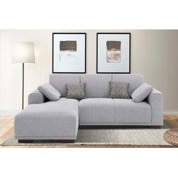 Ecksofa Home Affaire "BORNHOLM L-Form, B: 234 cm - OTTO. Verl&auml;ssliche Qualit&auml;t.", grau, B:234cm H:85cm T:162cm, Struktur (100% Polyester), Luxus-Microfaser (100% Polyester), Luxus-Microfaser Lederoptik (100% Polyester);100% Polyester Struktur, Sofas, Ecksofa, Recamiere links oder rechts bestellbar, Wellenfederung, inkl. 2 Kissen