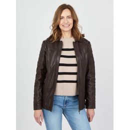 Lederjacke JCC "31024019", Damen, Gr. M, braun (midnight braun), Obermaterial 100% Lammleder; Futter 65% Polyester, 35% Baumwolle; &Auml;rmelfutter: 100% Polyester, Jacken