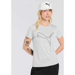 Trainingsshirt Puma "W TAD ESSENTIAL HEATHER LOGO TEE", Damen, Gr. L, grau (light gray heather), Jersey, Obermaterial: 100% Polyester, regular fit normal, Rundhals, Shirts, Regular Fit, mit Rundhalsausschnitt, atmungsaktiv