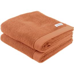 Handtuch Tom Tailor HOME "COLOR BATH", rot (schwarz coral), B:50cm L:100cm, Frottier, Frottier, Handt&uuml;cher, 100% Baumwolle, 50x100 cm, uni, gro&szlig;e Farbauswahl