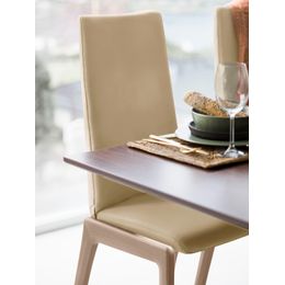 Polsterstuhl stressless "Laurel", beige (sand paloma, schwarz), B:57cm H:105cm T:60cm, Leder PALOMA: PALOMA ist ein durchgef&auml;rbtes Semianilin-M&ouml;belleder mit nat&uuml;rlicher Narbung., St&uuml;hle, Polsterstuhl, High Back, Gr&ouml;&szlig;e L, mit abgerundeten Beinen in Schwarz