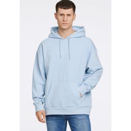 Hoodie LINDBERGH "Hoodie Oversize Fit", Herren, Gr. L, blau (blau breeze), Obermaterial: 70% Baumwolle, 30% Polyester, unifarben, weit, Sweatshirts Hoodie