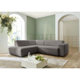 Ecksofa DIE PLANBAR, B:254cm H:75cm T:227cmharry grau, 100% Polyester, Wohnzimmer, Sofas, "MP-IN24083", SoftSitz-Kaltschaumpolsterung, wahlweise mit