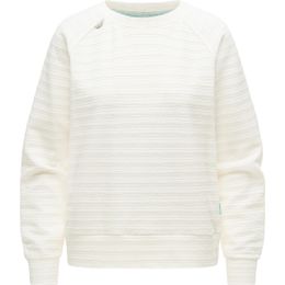 Rundhalspullover Ragwear "Joann Crepe", Damen, Gr. XS (34), elfenbeinfarben, Material: 65% Baumwolle, 27% Polyester, 6% Viskose, 2% Elasthan, l&auml;ssig geschnitten h&uuml;ftlang, Rundhals, &Auml;rmel ohne &Auml;rmelschlitz B&uuml;ndchen, Pullover Rundhalspullover, Leichter Pullover mit gestreifter Pr&auml;gung