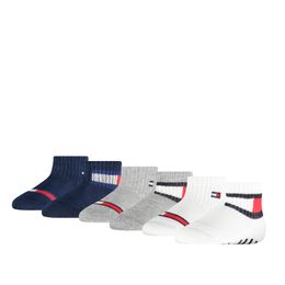 Socken Tommy Hilfiger "TH BABY SOCK 6P FLAG SOCK ECOM", M&auml;dchen, Gr. 15-18, wei&szlig; (wei&szlig; grau combo), Baumwollmischung, unifarben mit Farbeinsatz, normal, Socken Socken, ABS Anti-Rutsch am Fu&szlig;