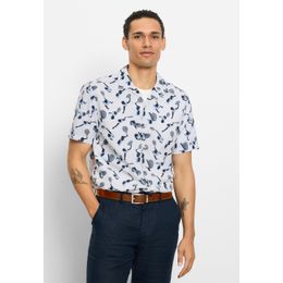 Kurzarmhemd OLYMP "OLYMP Casual, regular fit, Reverskragen", Herren, Gr. XXL, Normaler Arm, wei&szlig;, 70% Baumwolle, 30% Leinen, Hemden