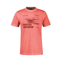 T-Shirt Lerros "T-Shirt mit O-Neck und Frontprint", Damen, Gr. L, vivid rot, 100% Baumwolle, Rundhals, Shirts T-Shirt