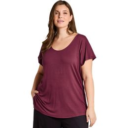 sheego Damen Shirt mit geh&auml;kelter Spitze hinten bordeaux Gr&ouml;&szlig;e 52/54