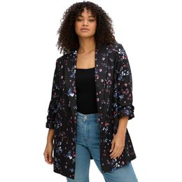 sheego Damen Blazer mit Blumen-Alloverprint schwarz-koralle-bedruckt Gr&ouml;&szlig;e 52