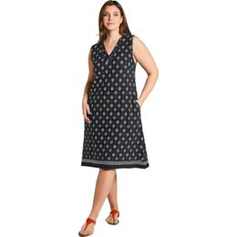 sheego Damen Jerseykleid mit Ornamentprint, in A-Linie schwarz-ecru-bedruckt Gr&ouml;&szlig;e 40
