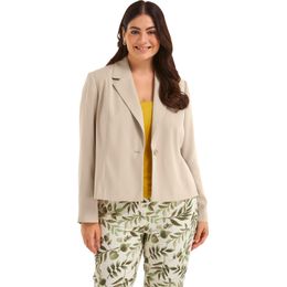 sheego Damen Kurzblazer mit Knopfverschluss beige Gr&ouml;&szlig;e 42