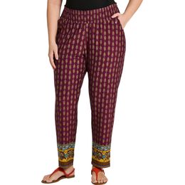 sheego Damen Jerseyhose mit Paisley-Print bordeaux-burgund-bedruckt Gr&ouml;&szlig;e 56