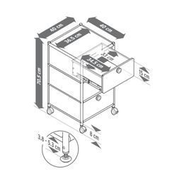 Tchibo - Rollcontainer &raquo;Cn3&laquo; mit 3 Schubladen - 40x40x70,5cm - chrom - Metall